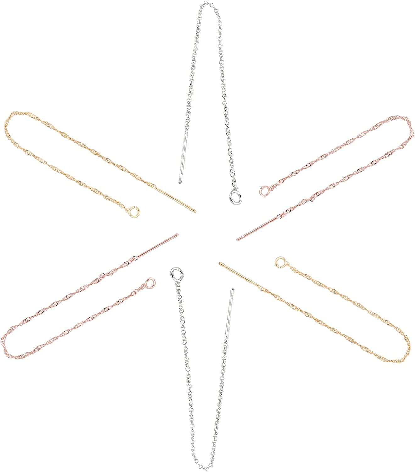 1box 18pcs 105mm 3 Colors Ear Threads Brass Earrings Thread Dangling ...