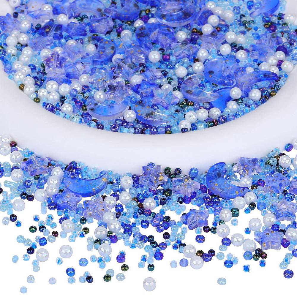 1box 2 bag Glass & Seed Beads with Glitter Powder Imitation Pearl ...