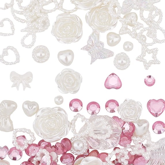 1box 2 sets 2 styles Opaque & Transparent Resin Cabochons Round & Moon ...