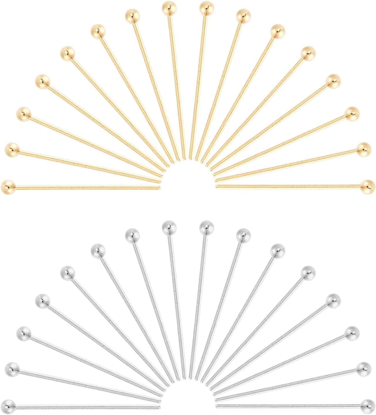 1box 200Pcs 2 Colors 20mm Stainless Steel Eye Pins Findings Ball Head ...