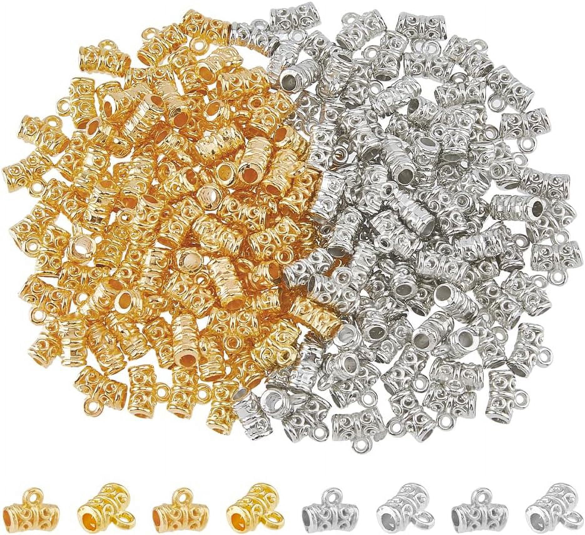 1box 200pcs 2 colors CCB Plastic Tube Bails Loop Bails & Golden ...