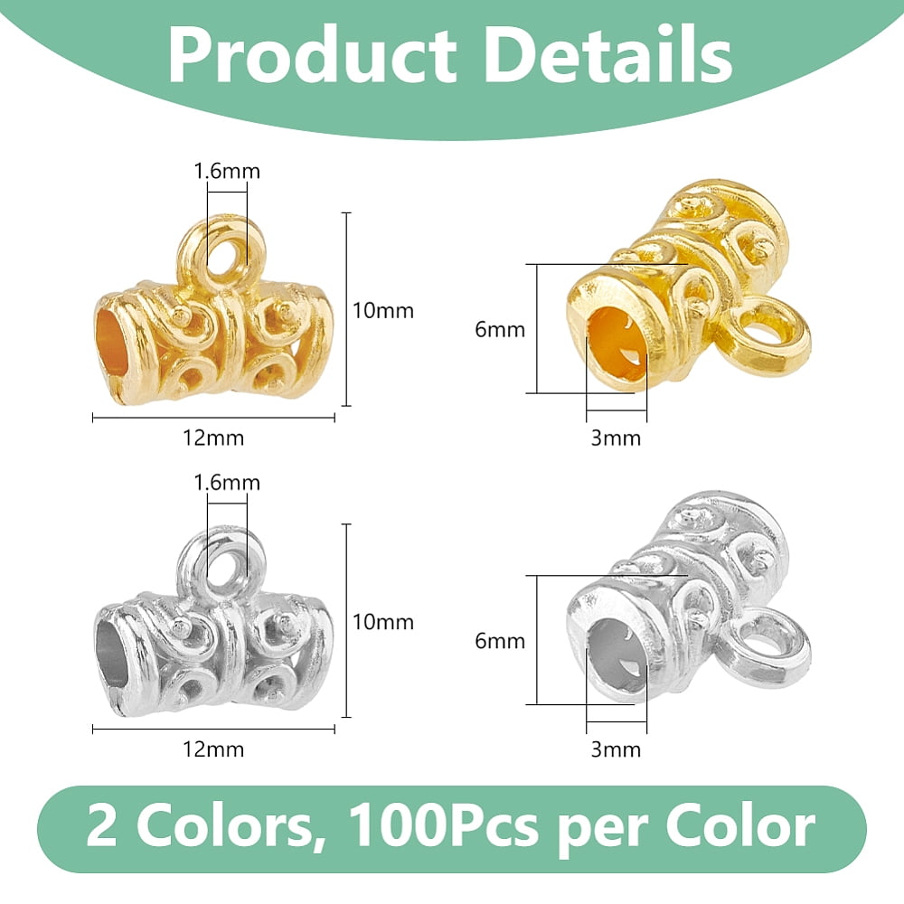 1box 200pcs 2 colors CCB Plastic Tube Bails Loop Bails & Golden ...