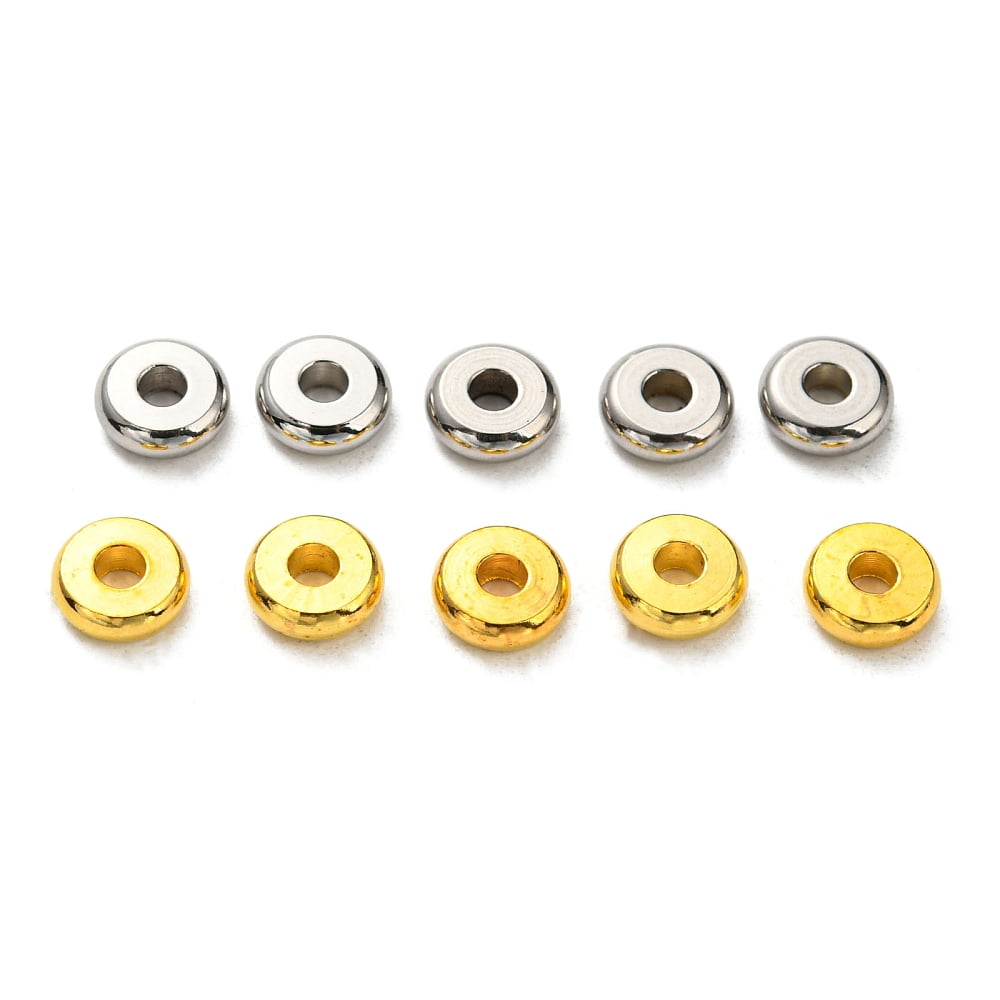 1box 200pcs 2 colors Flat Round Brass Spacer Beads Barrel Plating ...