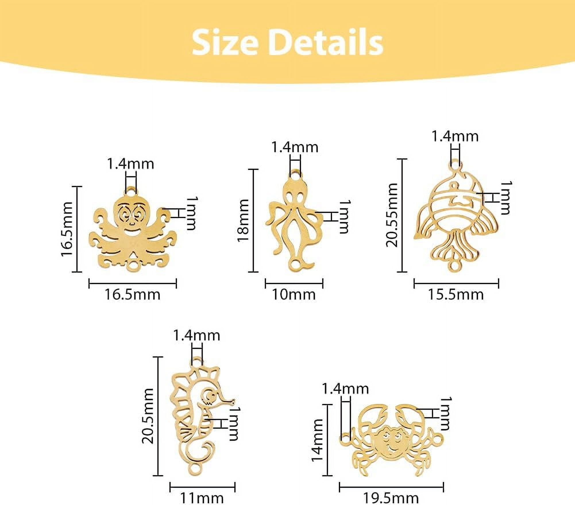 1box 20pcs 10 styles 201 Stainless Steel Connector Sea Animal Links ...