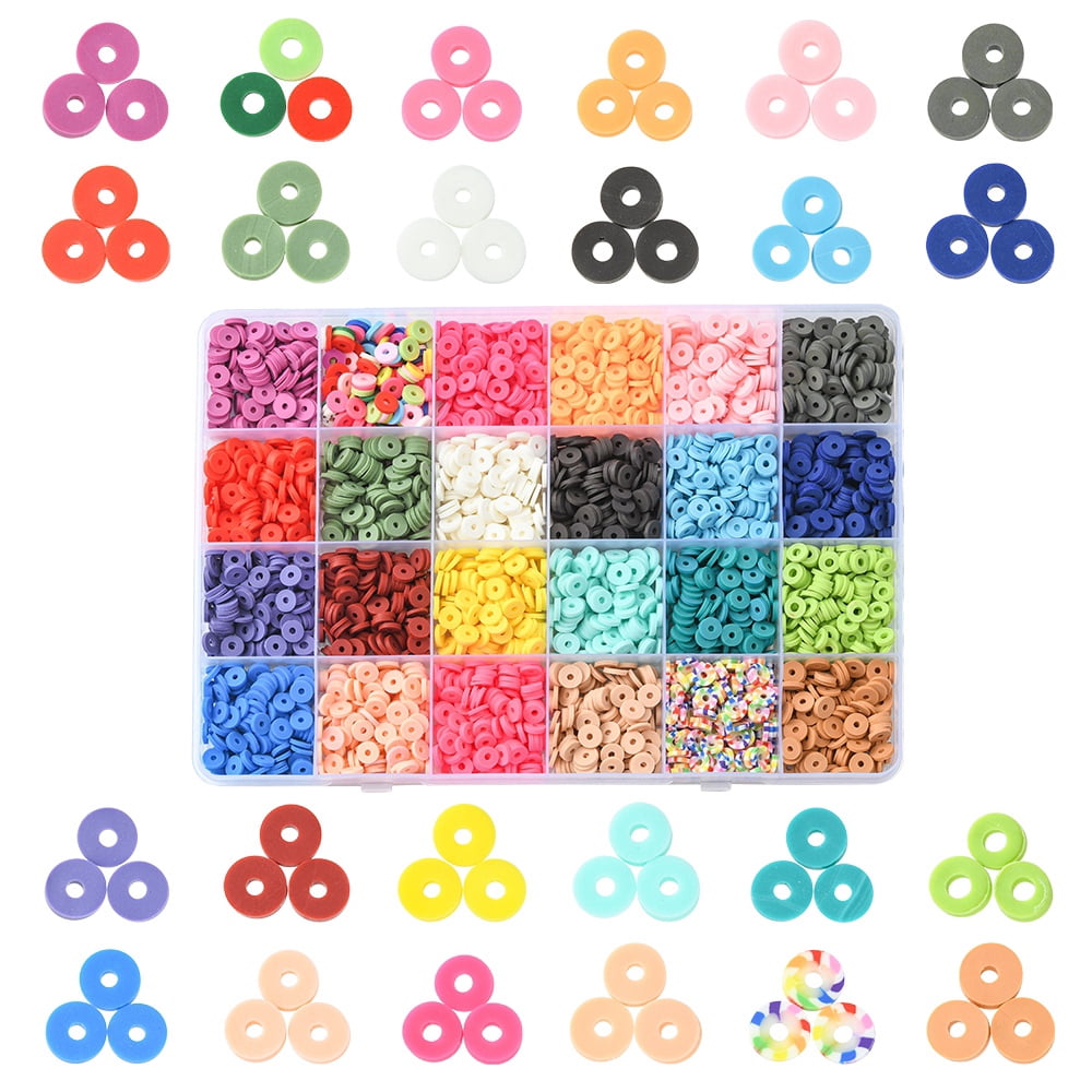 1box 24 style Handmade Polymer Clay Beads Disc/Flat Round Heishi Mixed ...