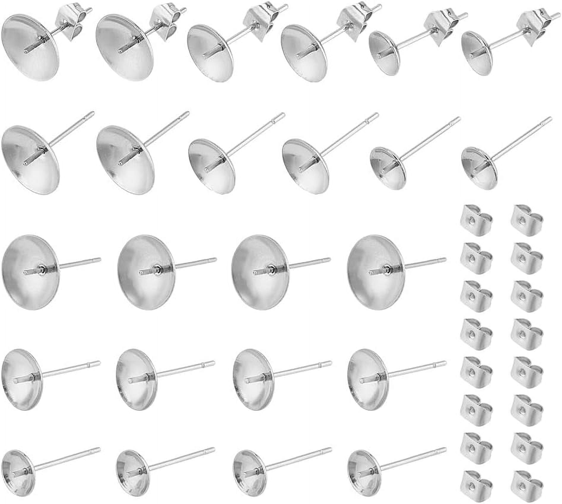 1box 240 Pcs 304 Stainless Steel Earring Posts and Backs 3 Sizes Small ...