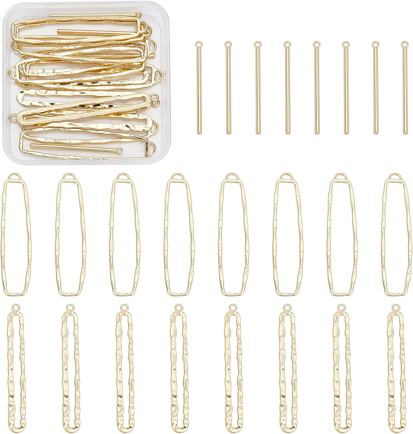 1box 24Pcs Metal Strips Pendants Charms Rectangle Bar Connectors Charms ...