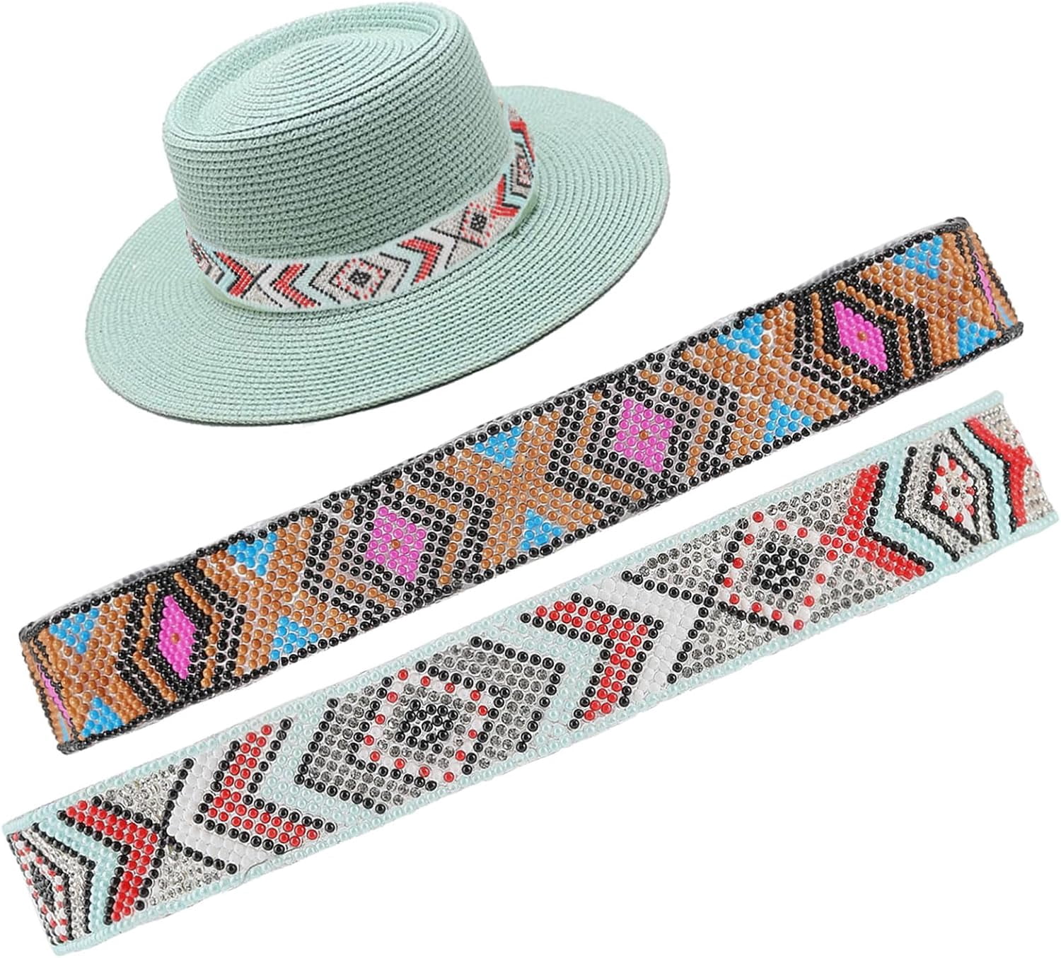 1box 2pcs 2 style Jute & Plastic Hat Belt sets Hat Band for Costume ...
