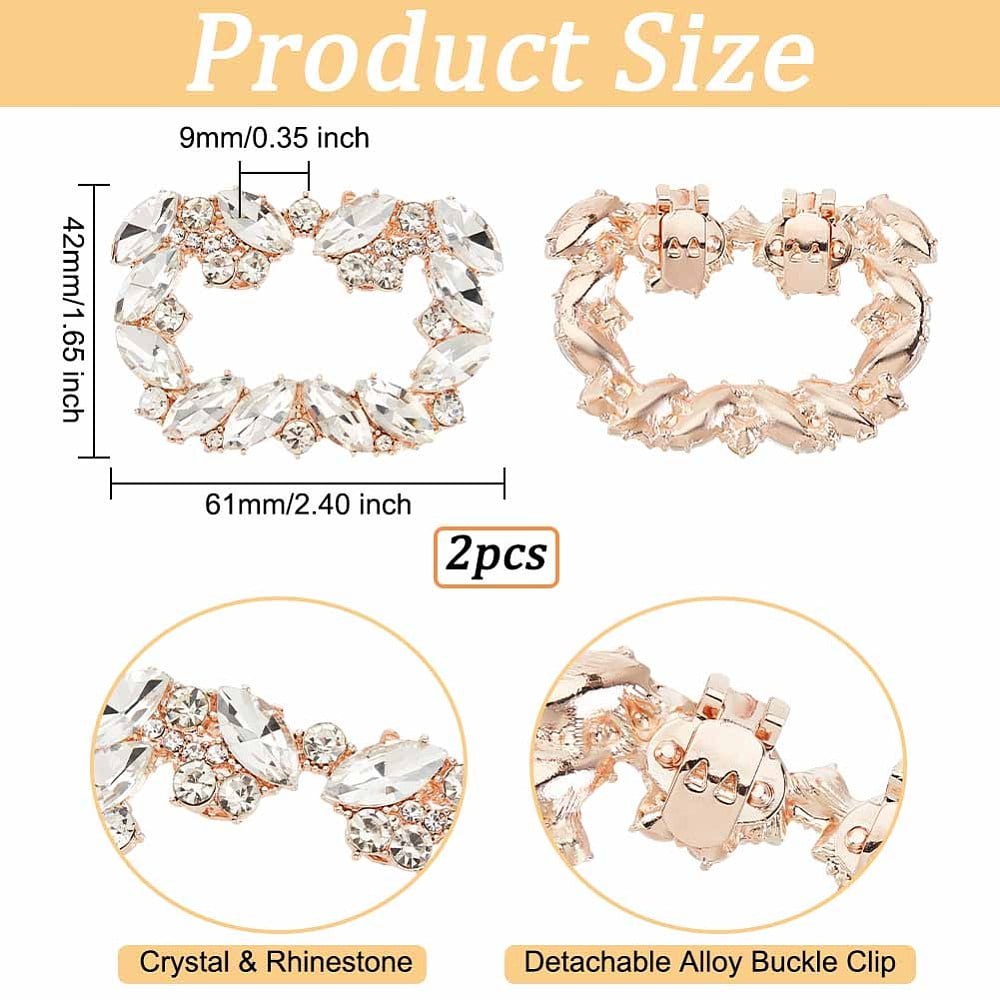 1box 2pcs Shoe Buckle Light golden Rhinestone Shoe Buckle Shoe Clips ...