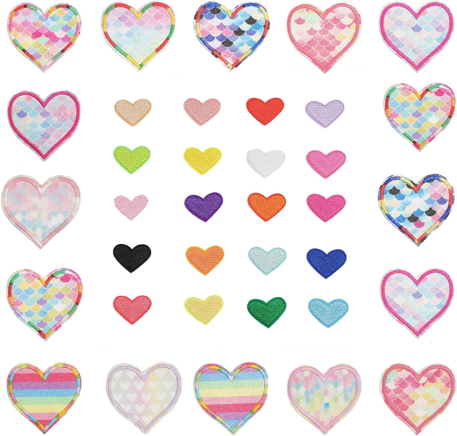 1box 3 sets 2 styles Heart Polyester Embroidery Applique Patch Sewing Craft Decoration Mixed ...