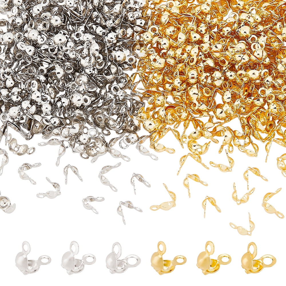 1box 300 pcs Clam Shell Crimp Bead Tips 6 styles Brass Bead Tips color ...