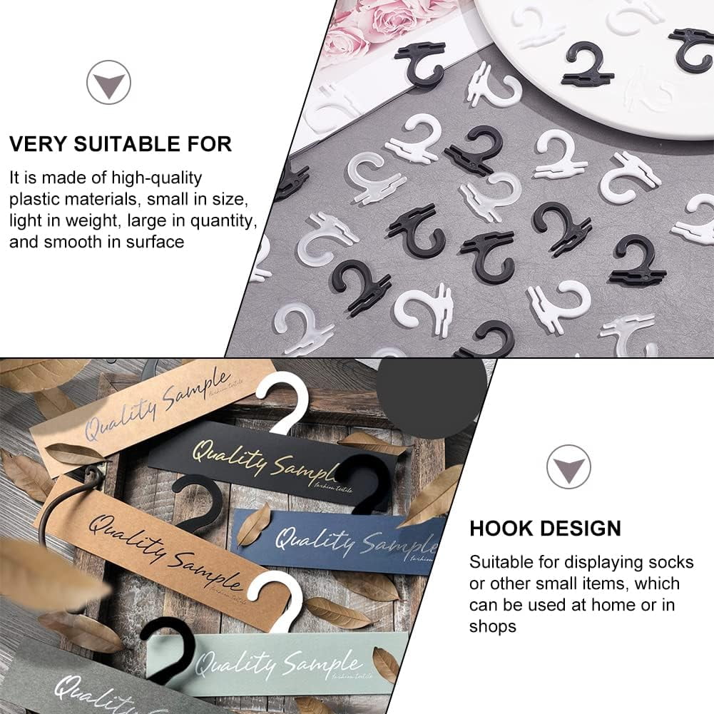 1box 300 pcs Plastic Sock Display Hooks 3 colors Plastic J Hooks Sock ...