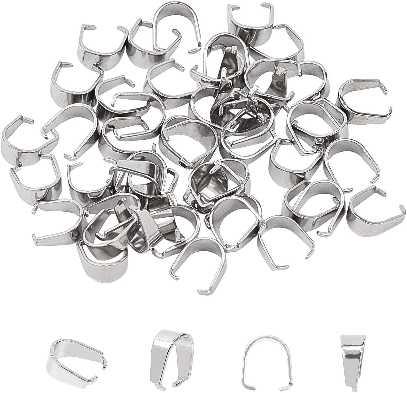 1box 300pcs 304 Stainless Steel Snap on Bails Pinch Bails Bails ...