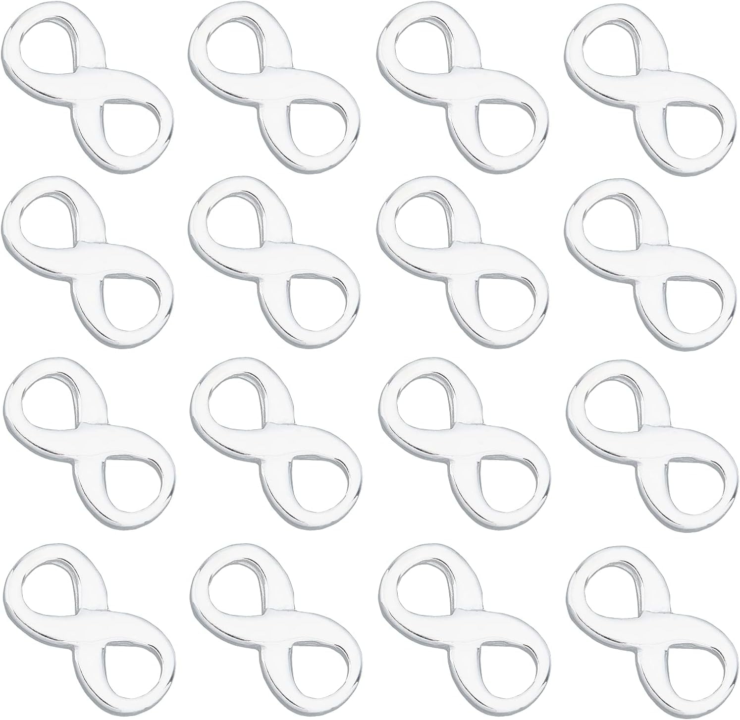 1box 304 Stainless Steel Links Connectors Infinity Symbol Shape Silver 15x7.5x2mm Hole: 4x4.5mm ...