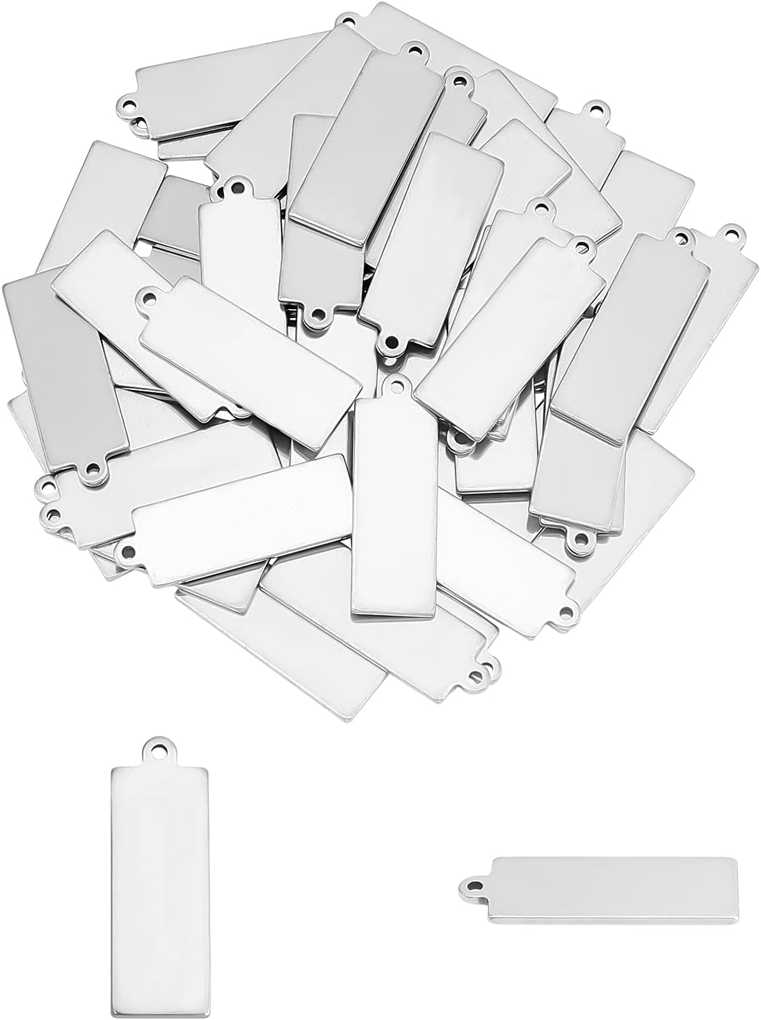 1box 304 Stainless Steel Stamping Blank Tag Pendants Rectangle ...