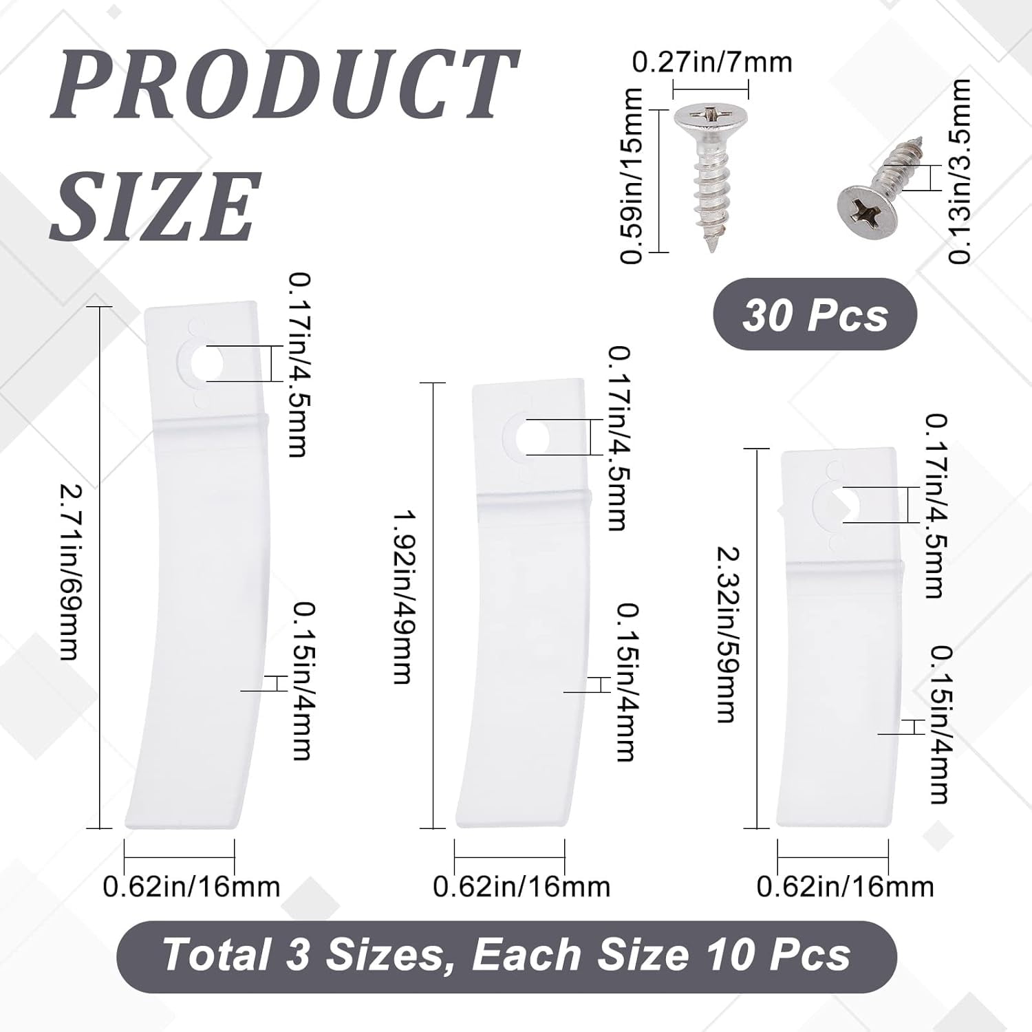 1box 30pcs 3 Sizes Plastic Drawer Stoppers with 30pcs 201 Stainless ...