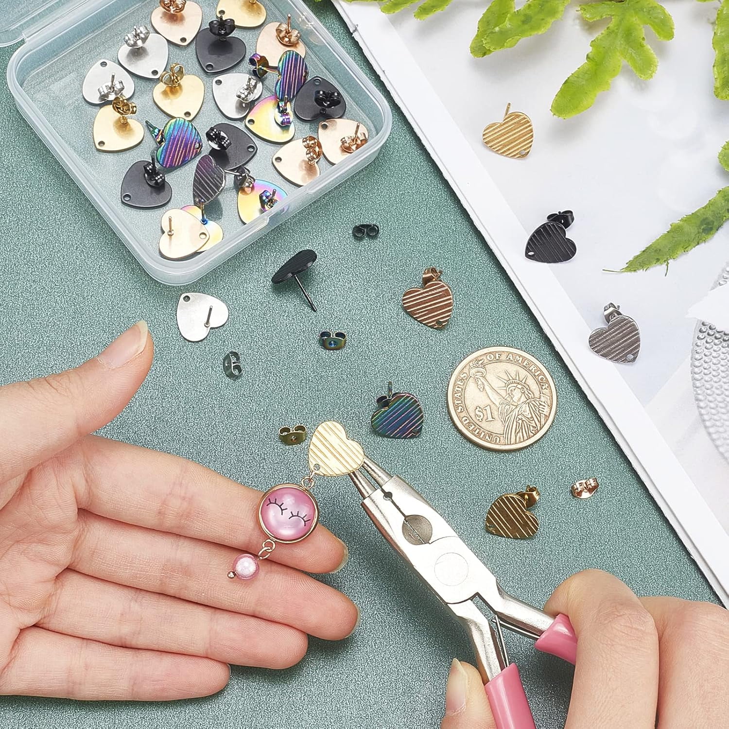 1box 30pcs 5 colors Ion Plating(IP) 304 Stainless Steel Stud Earring ...