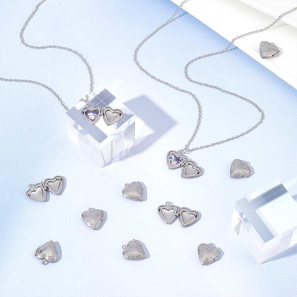 1box 316 Stainless Steel Locket Pendants Photo Frame for Necklaces ...