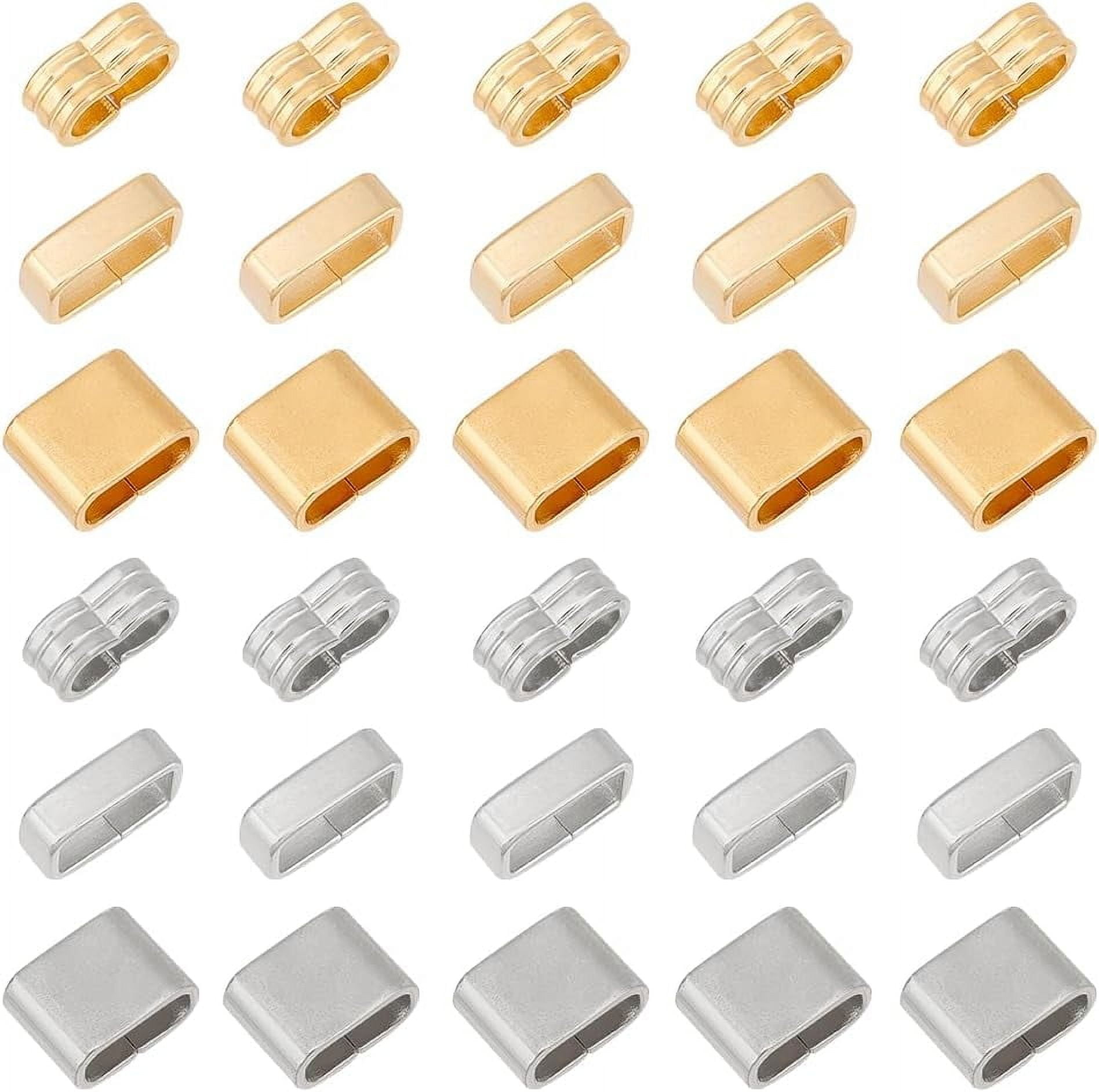 1box 36pcs 6 style 201 & 304 Stainless Steel Slide Rectangle Mixed ...