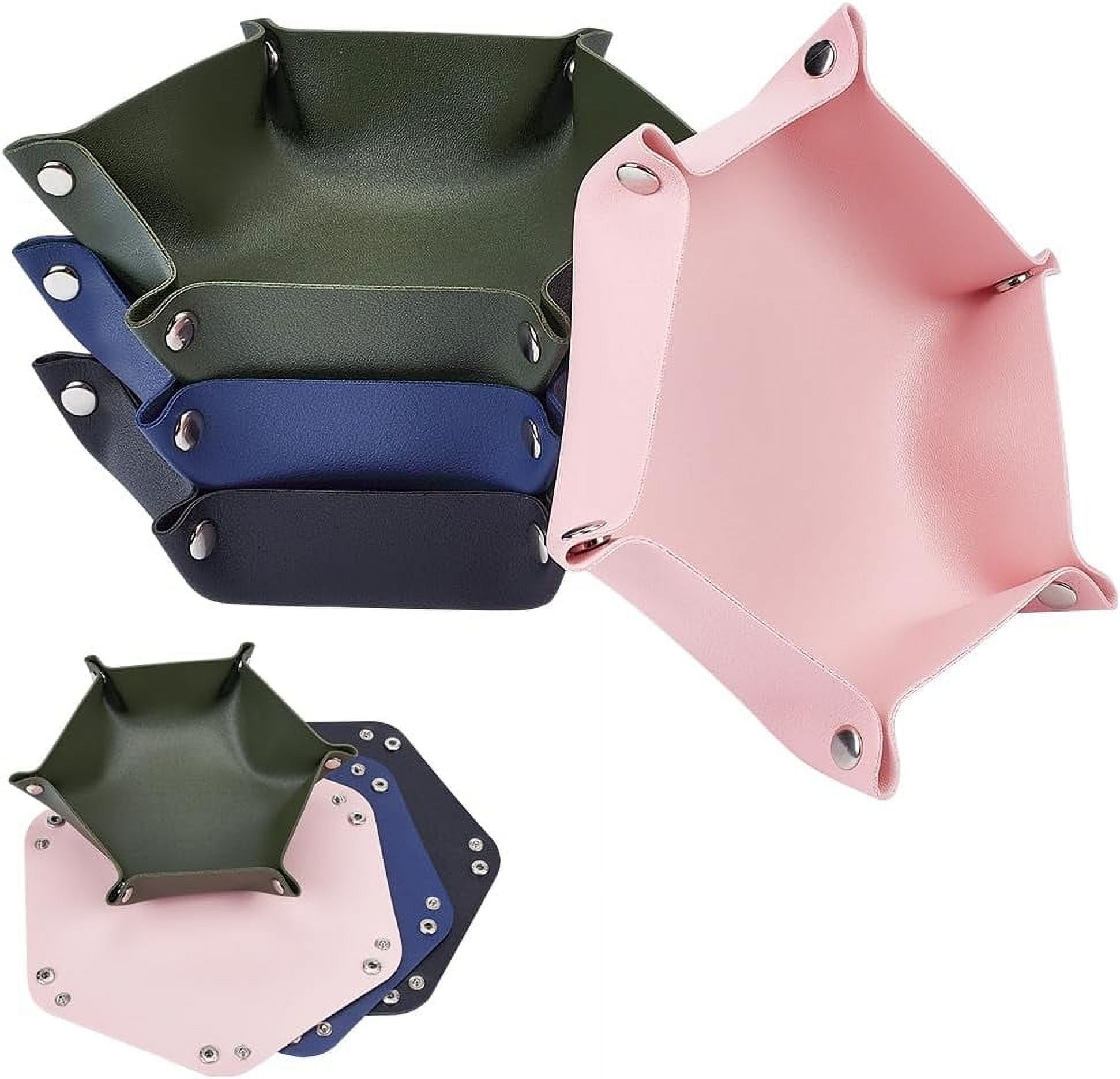 1box 4 Colors PU Leather Jewelry Valet Tray Portable Travel Dish Plate ...