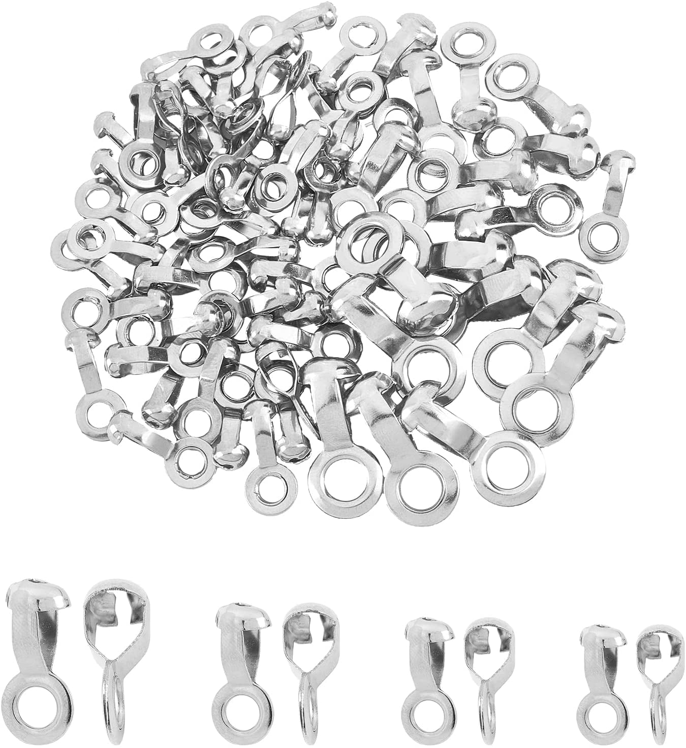1box 4 Sizes 70 Pcs Ball Chain Pull Loop Connectors Fit for 2.4mm/3mm/4 ...