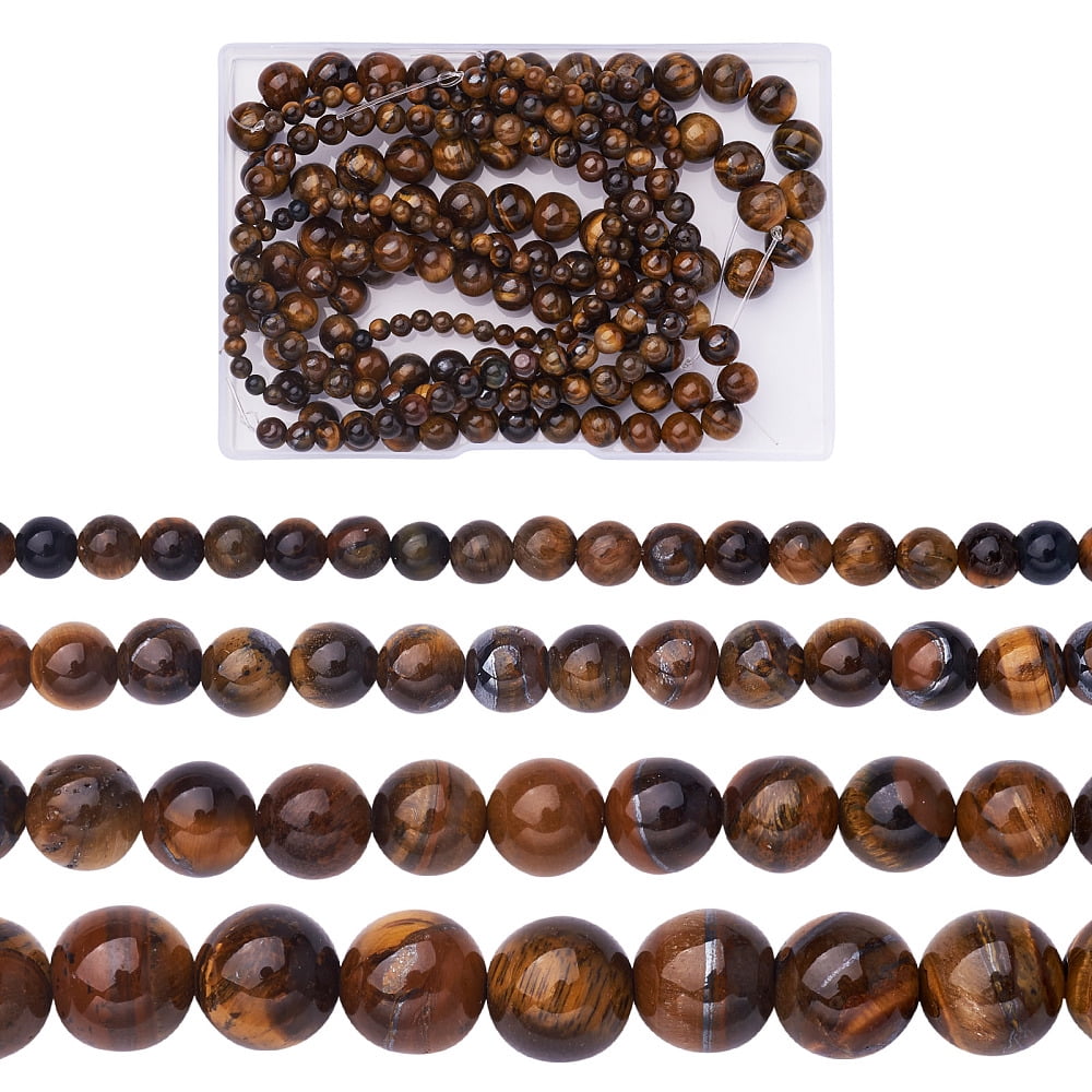 1box 4 Strands 4 Style Natural Grade AB Tiger Eye Round Beads Strands 1 ...