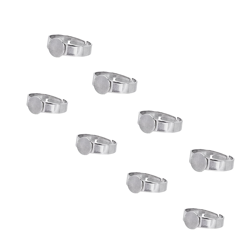 1box 40 sets Adjustable Finger Rings with 8mm/10mm Stainless Steel Flat ...