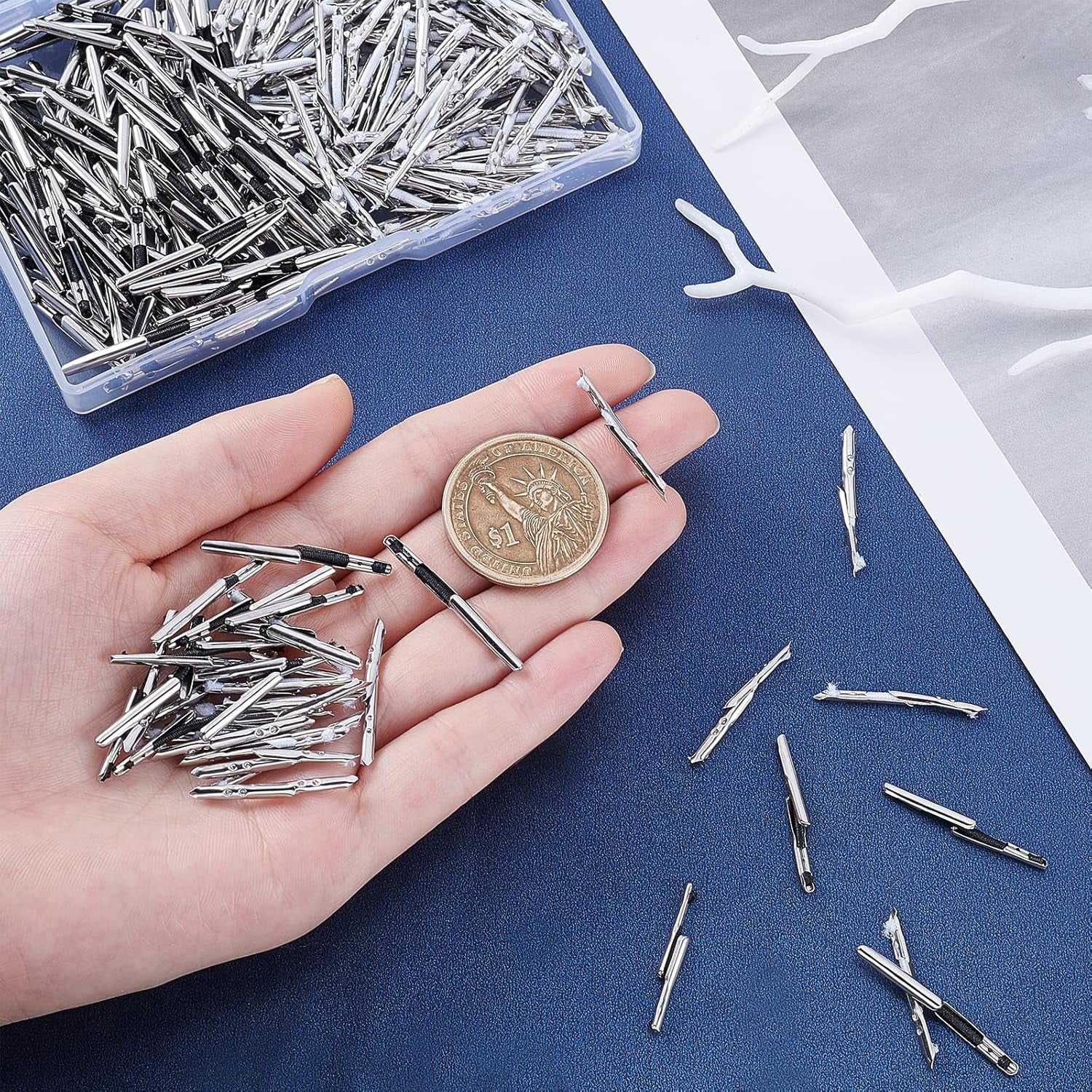 1box about 400pcs 2 colors Stainless Steel Barb with Cord Fasteners ...