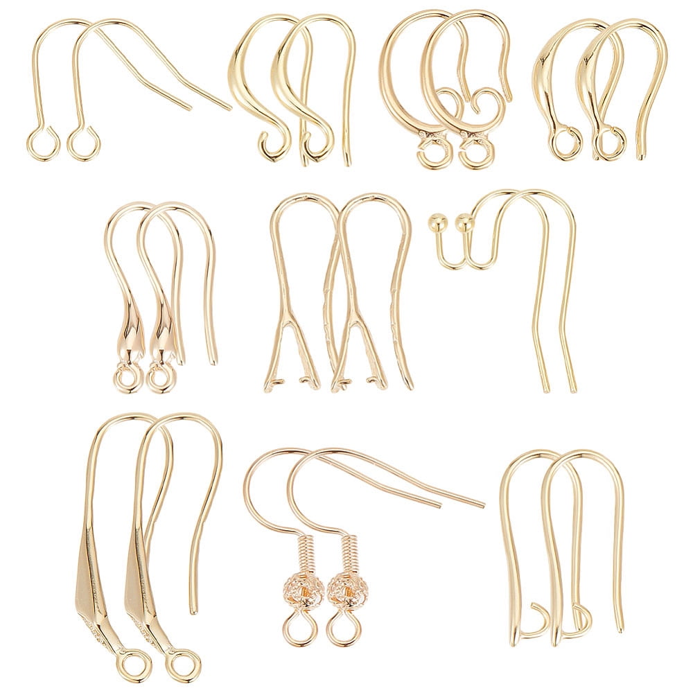 1box 40pcs 10 styles Brass Earring Hooks French Hooks with Coil and ...