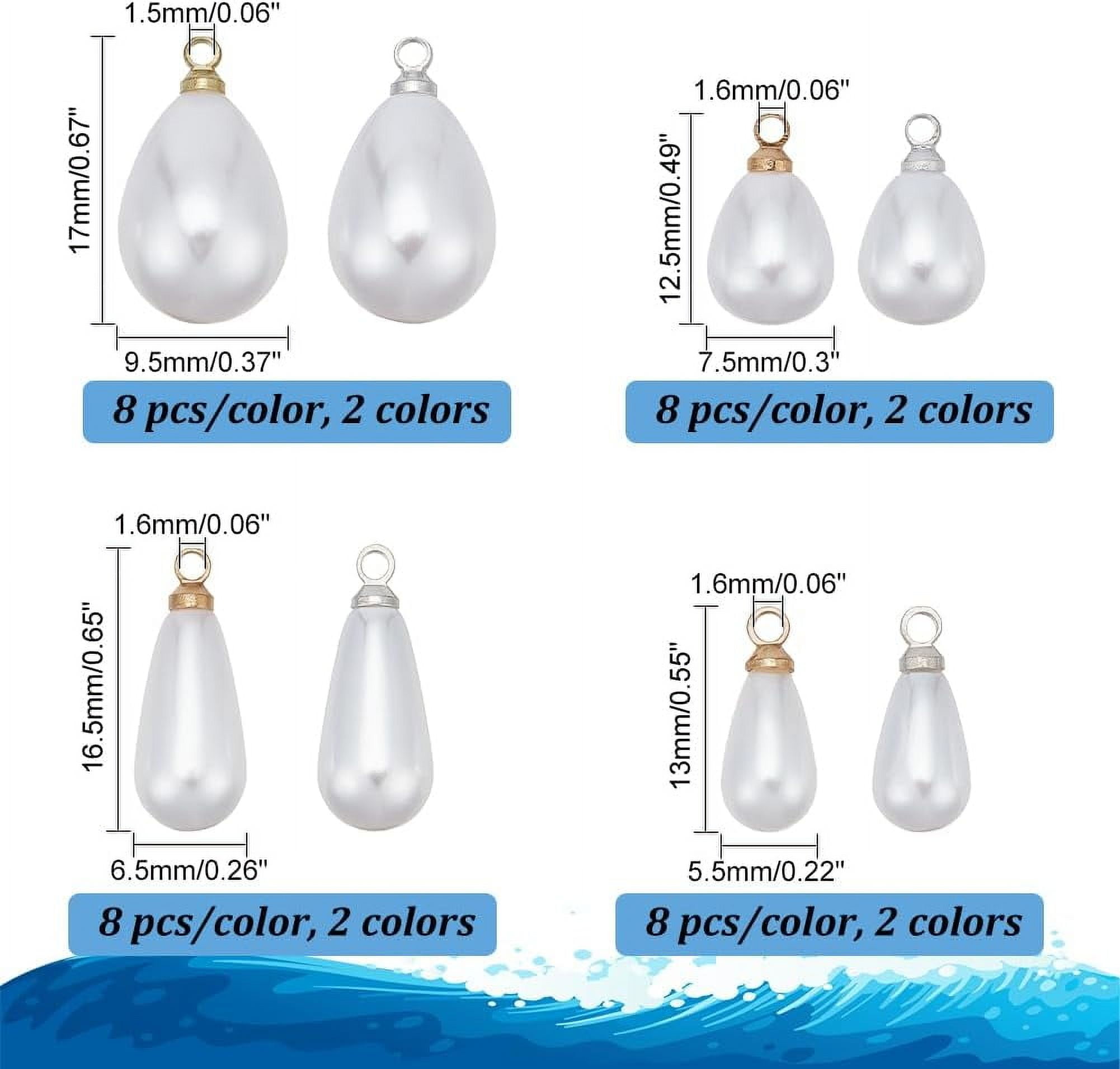1box 64pcs 8 style ABS Plastic Imitation Pearl Pendants with Brass ...