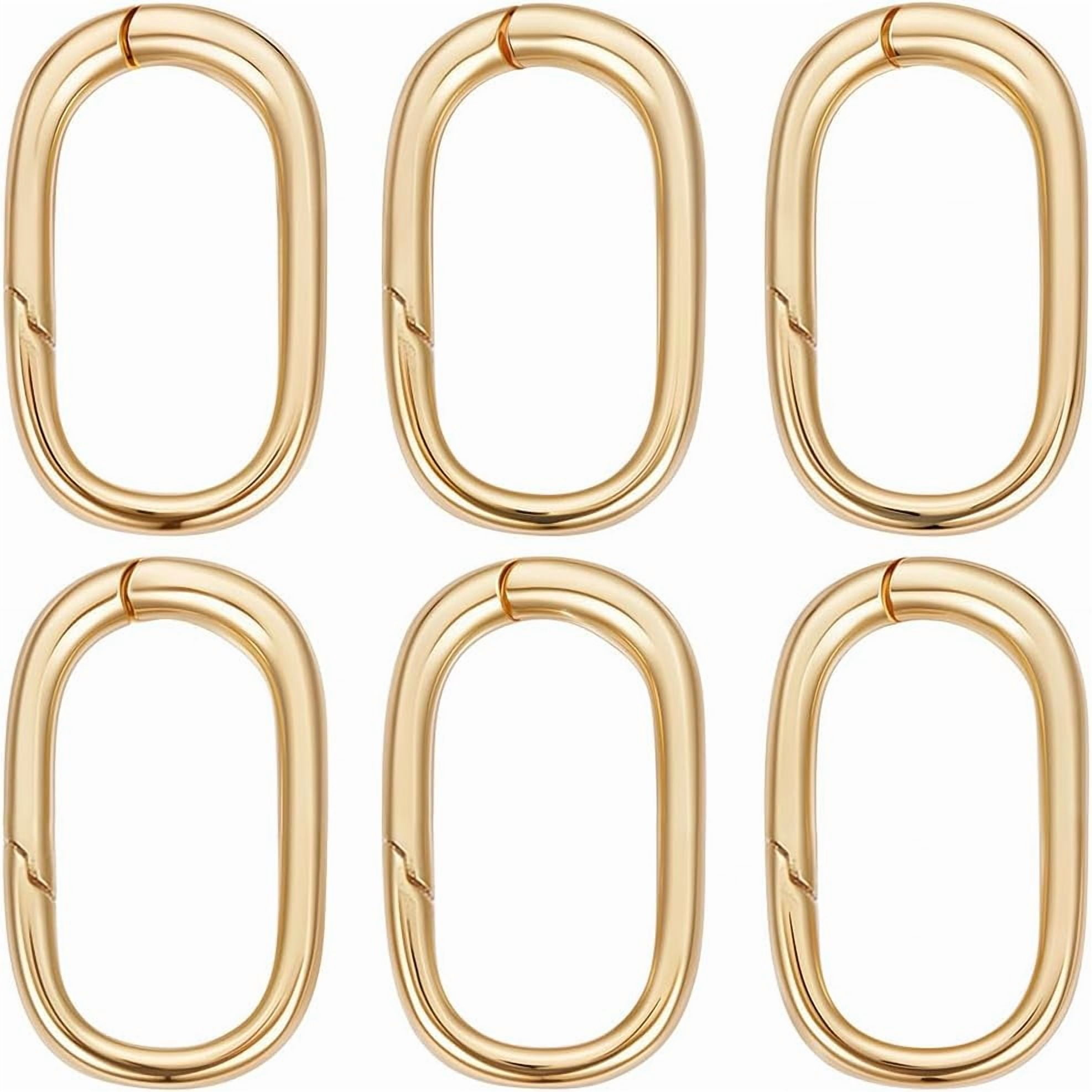 1box 6Pcs Brass Spring Gate Rings Long-Lasting Plated Oval Real 18K ...