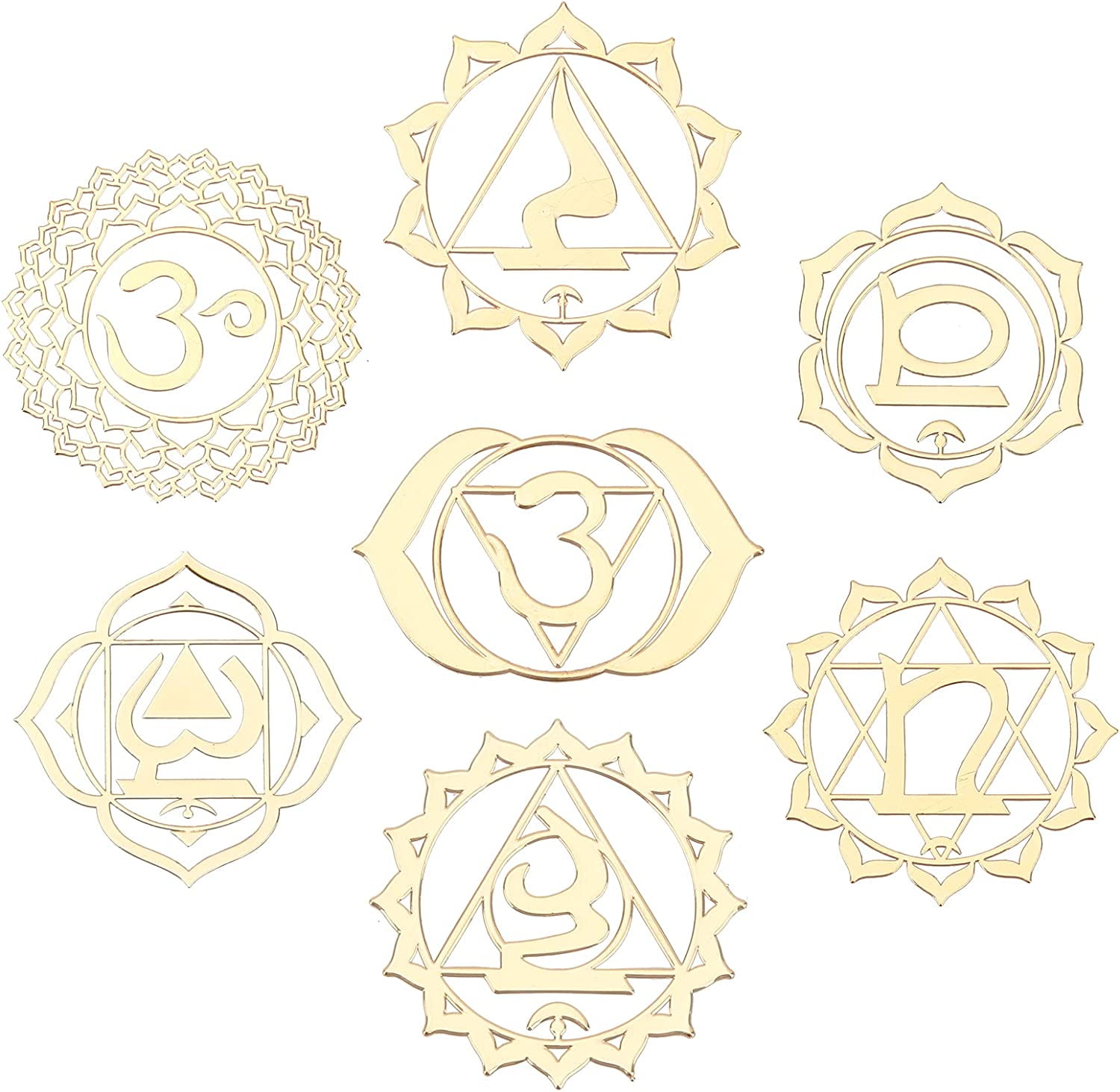 1box 7 Sheets 7 styles Chakra Theme Self Adhesive Brass Stickers ...