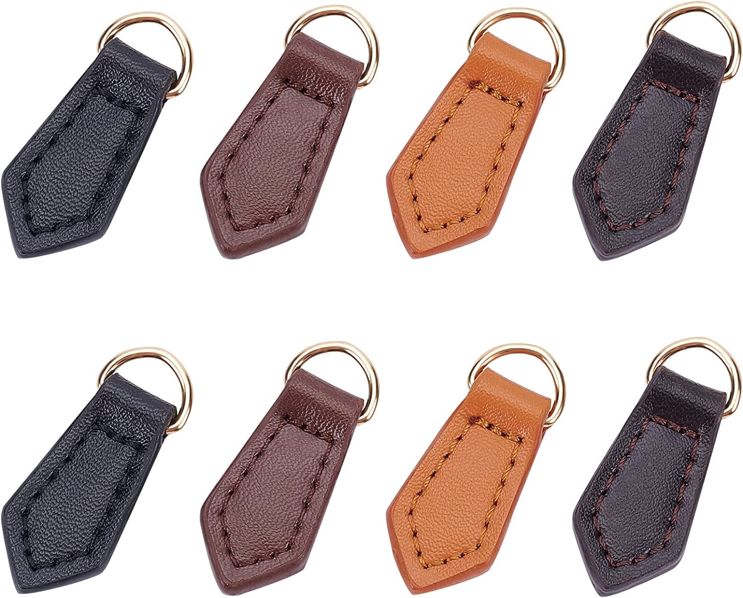 1box 8 Pack Genuine Leather Zipper Pulls 4 Colors Zipper Tags Fixer ...