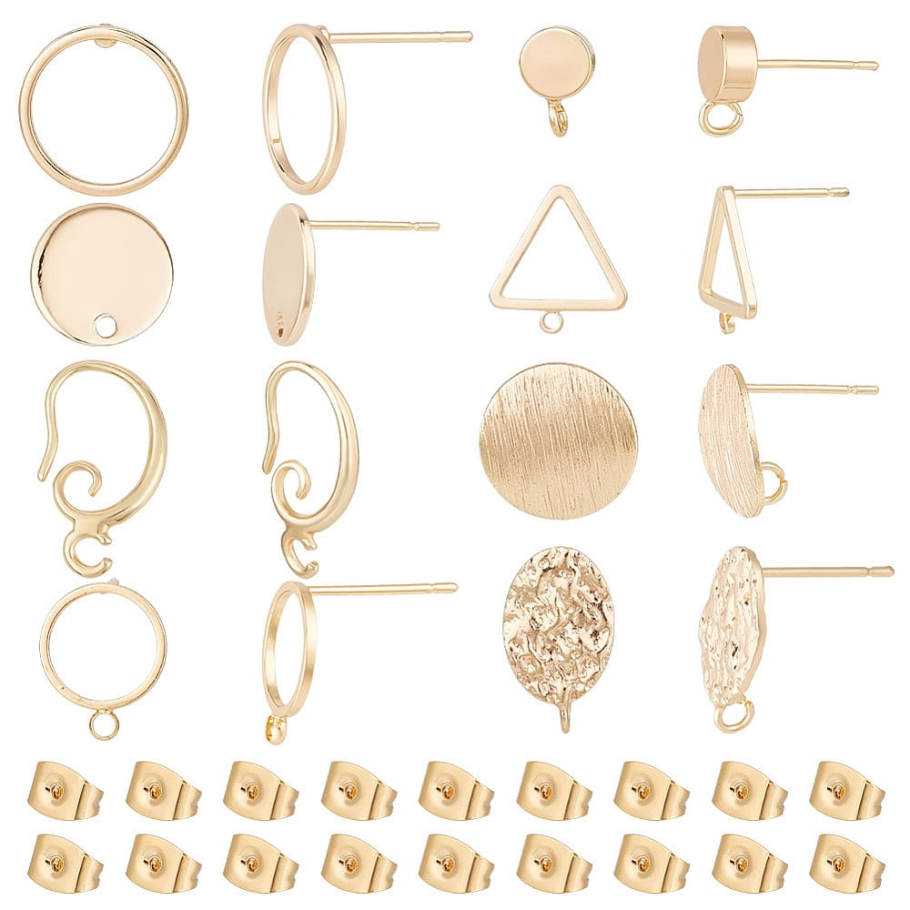 1box 8 Pairs 8 style golden Geometric Brass Stud Round Triangles Stud ...