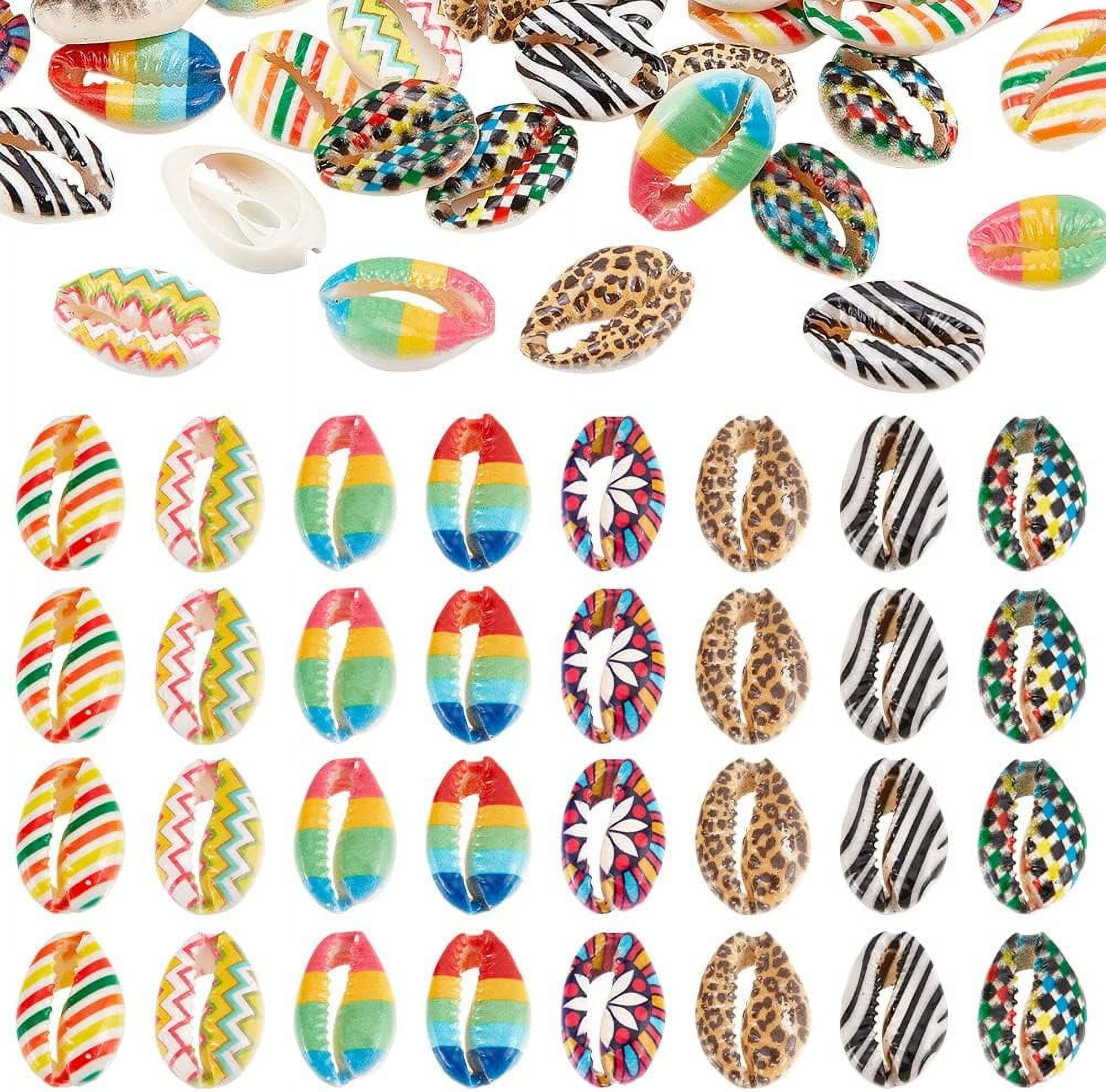 1box 80pcs 8 styles Printed Cowrie Shell Beads No Hole/Undrilled Mixed ...