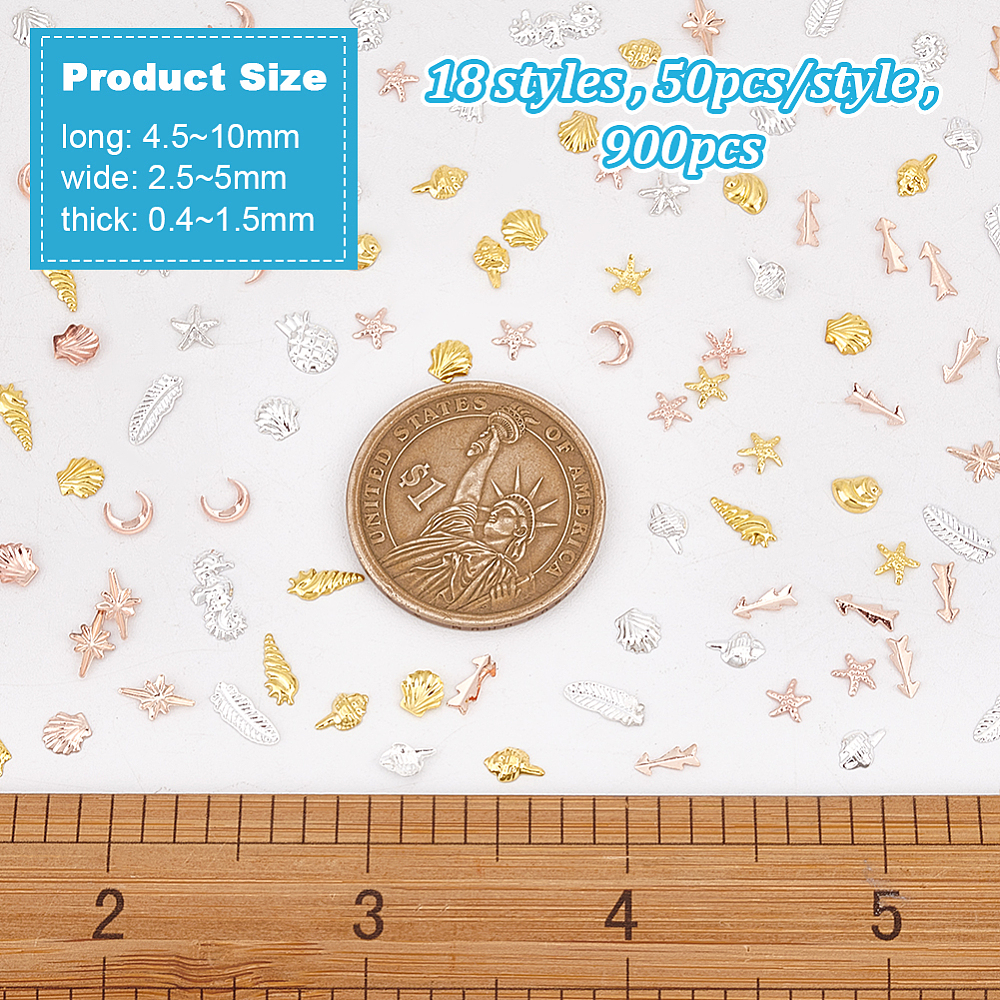 1box 900pcs Ocean Themed Resin Fillers 18-style Alloy Brass Epoxy Resin ...