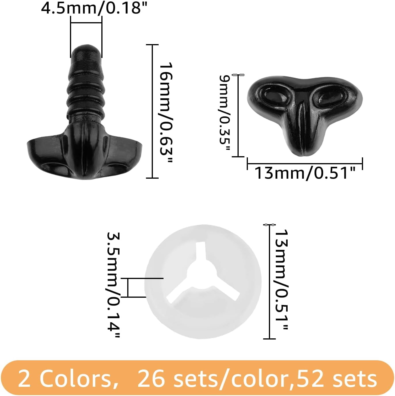 1box About 52 sets Resin Safety Noses 2 colors Noses with Plug Stuffed ...