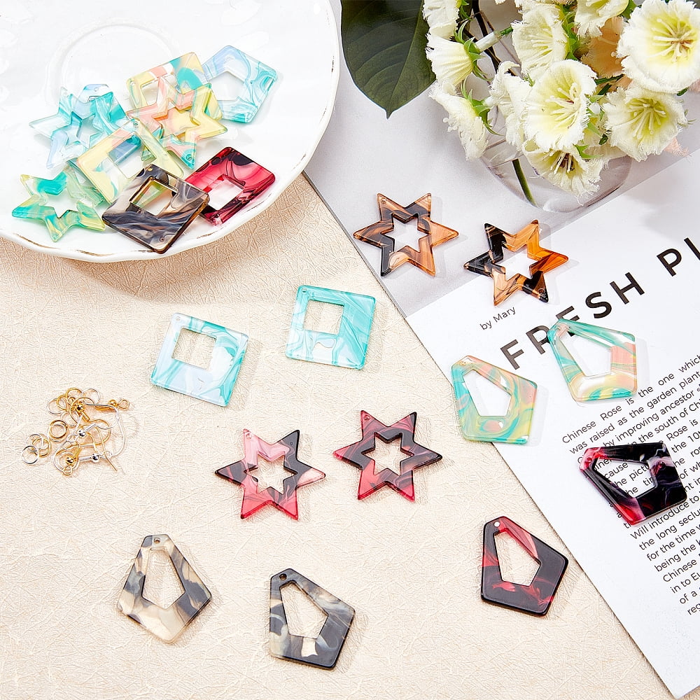 1box Acrylic Earrings for Women 224pcs Dangle Earring Making Rhombus ...
