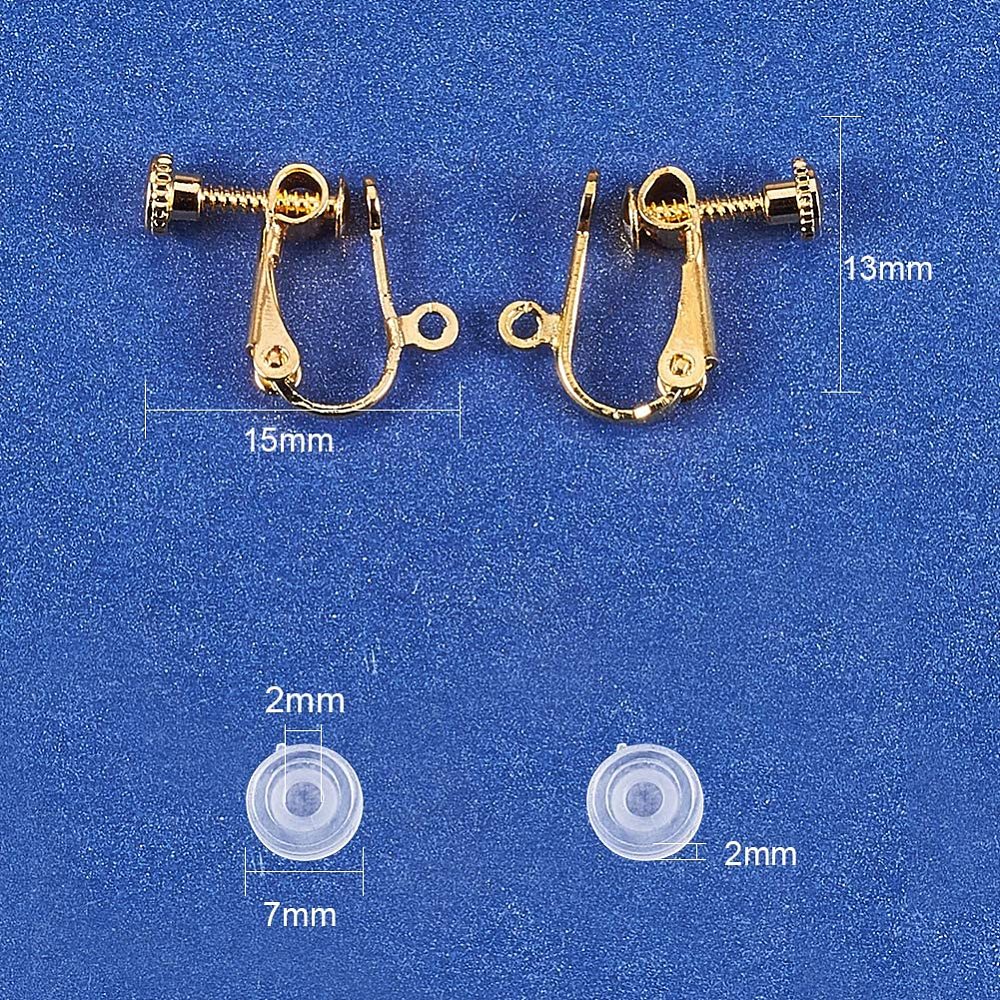 1box Brass Clip-on Earring Findings and Plastic Ear Clip Pad Anti-pain ...