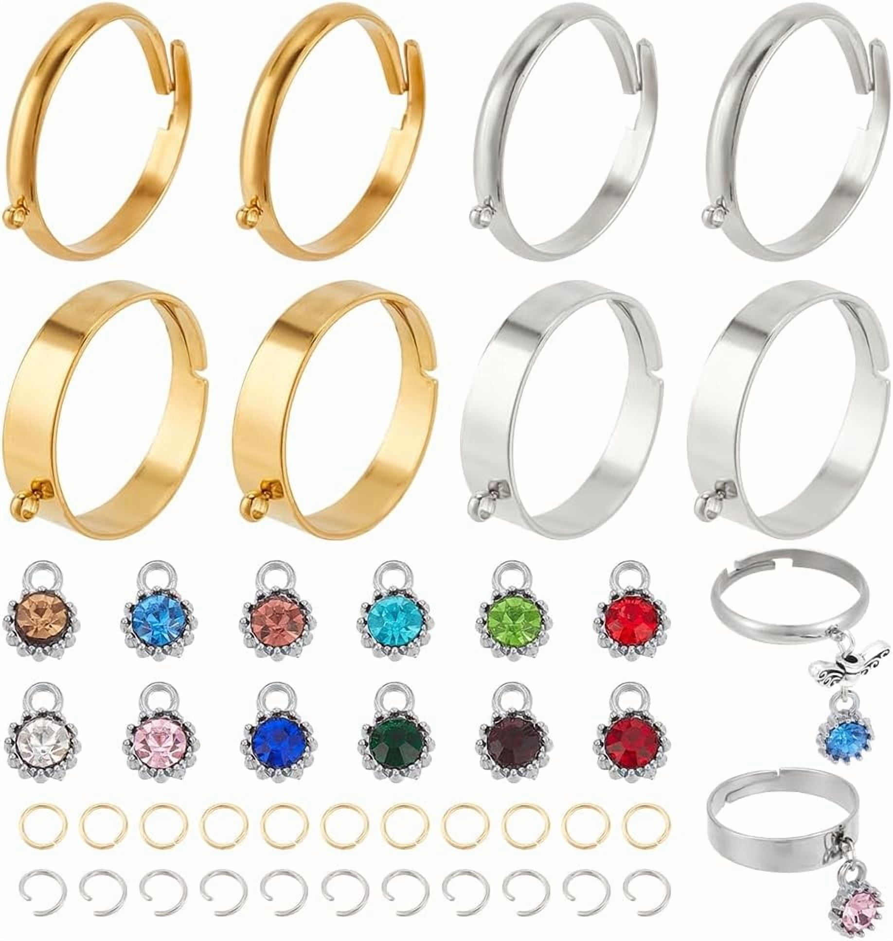 1box Charm Adjustable Ring Making Kit Including 304 Stainless Steel ...