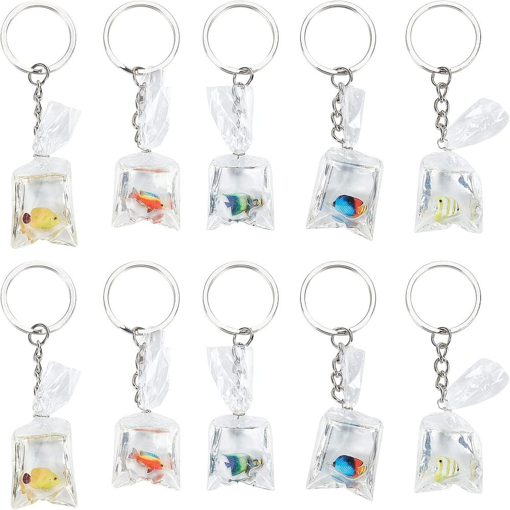 1box DIY 3D Bag Keychain Making Kits Including Iron Split Key Rings ...