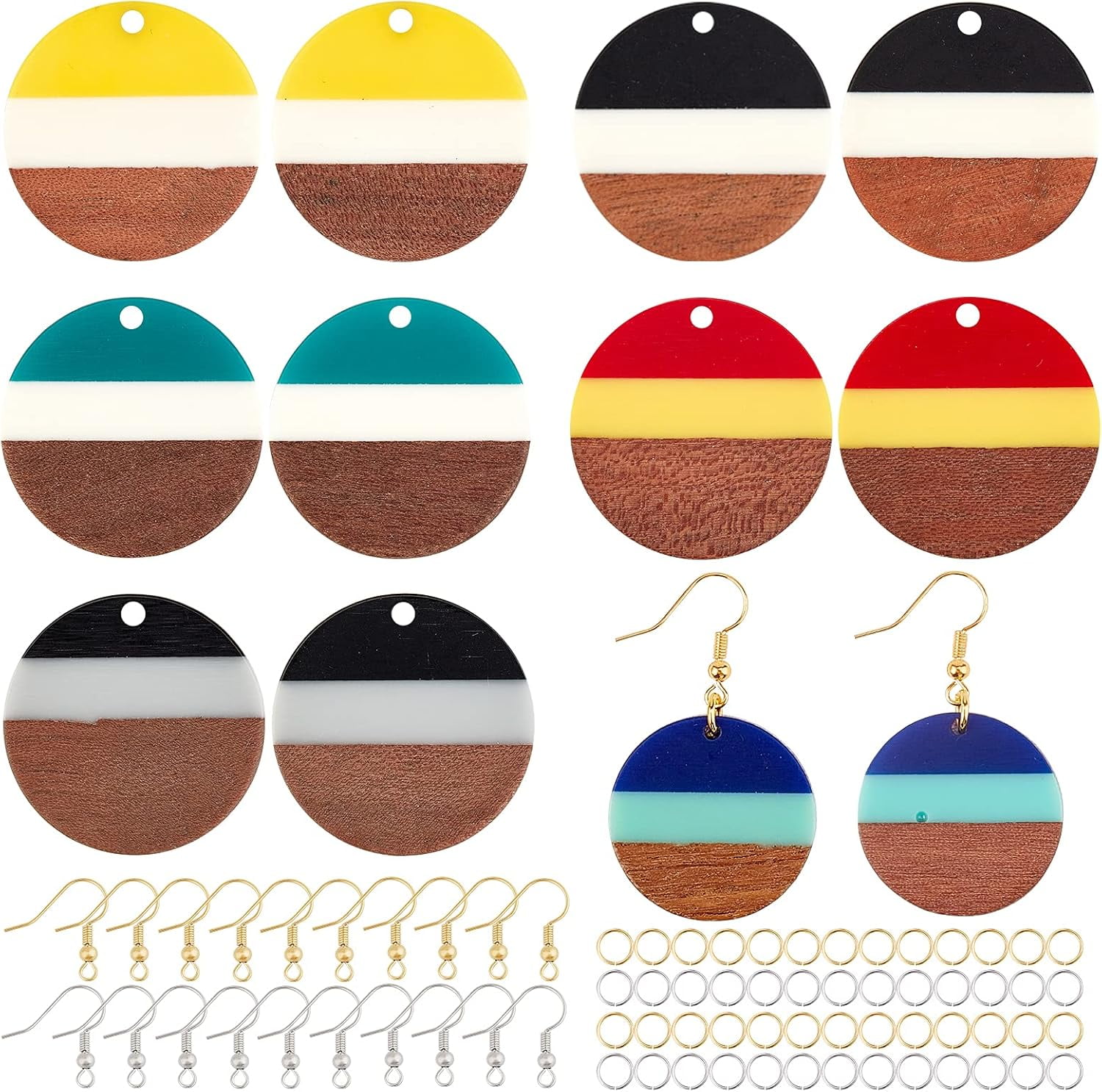 1box DIY Dangle Earring Making Kits Including Resin & Wood Pendants ...