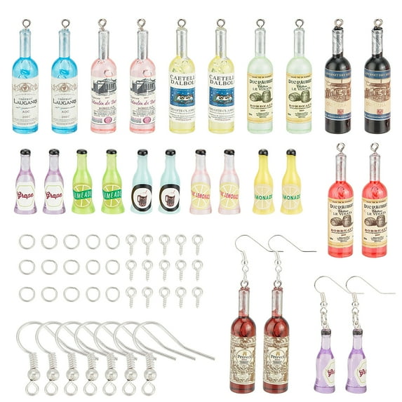 1box DIY Drinks Shape Earring Making Kits Including Resin Beads Resin ...