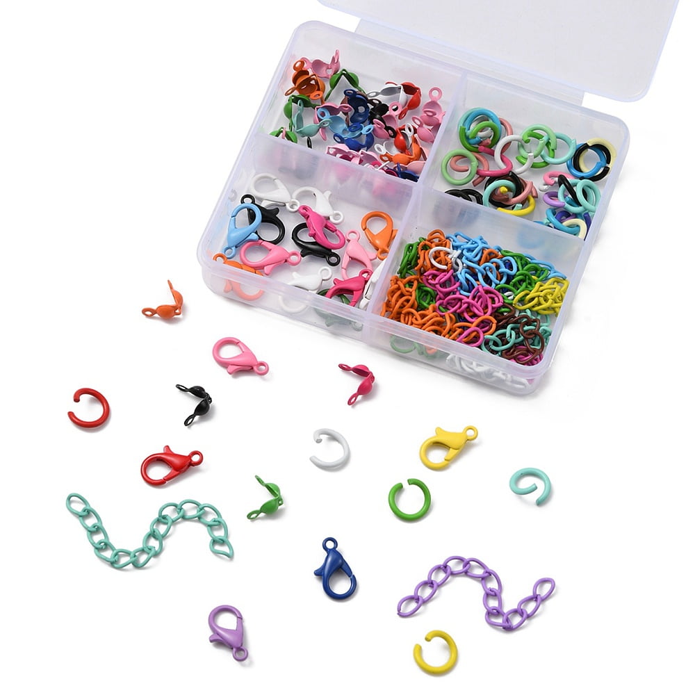 1box DIY Jewelry Making Finding Kit Including Iron Bead Tips Curb Chain ...