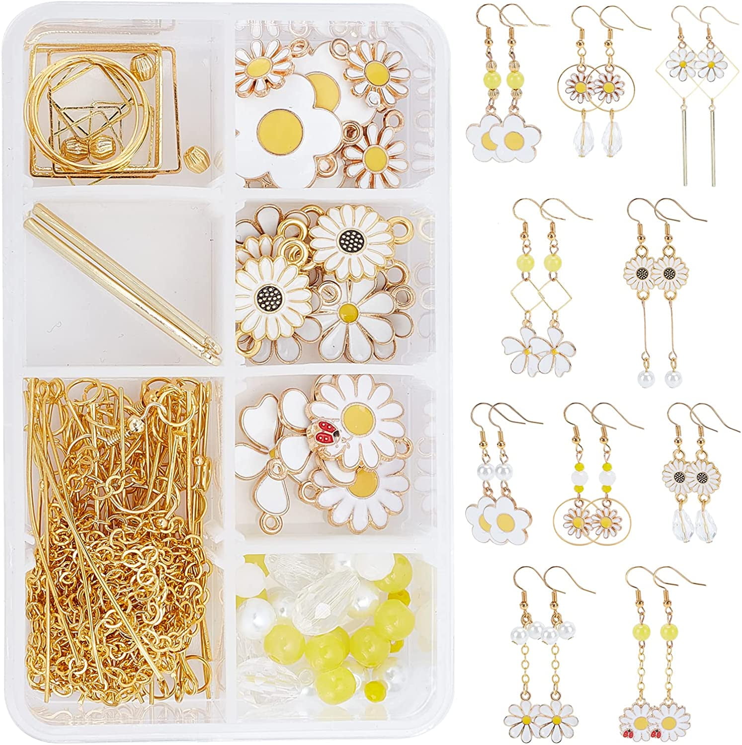 1box Daisy Flower Jewelry set Making Kit Including Glass Beads Alloy ...