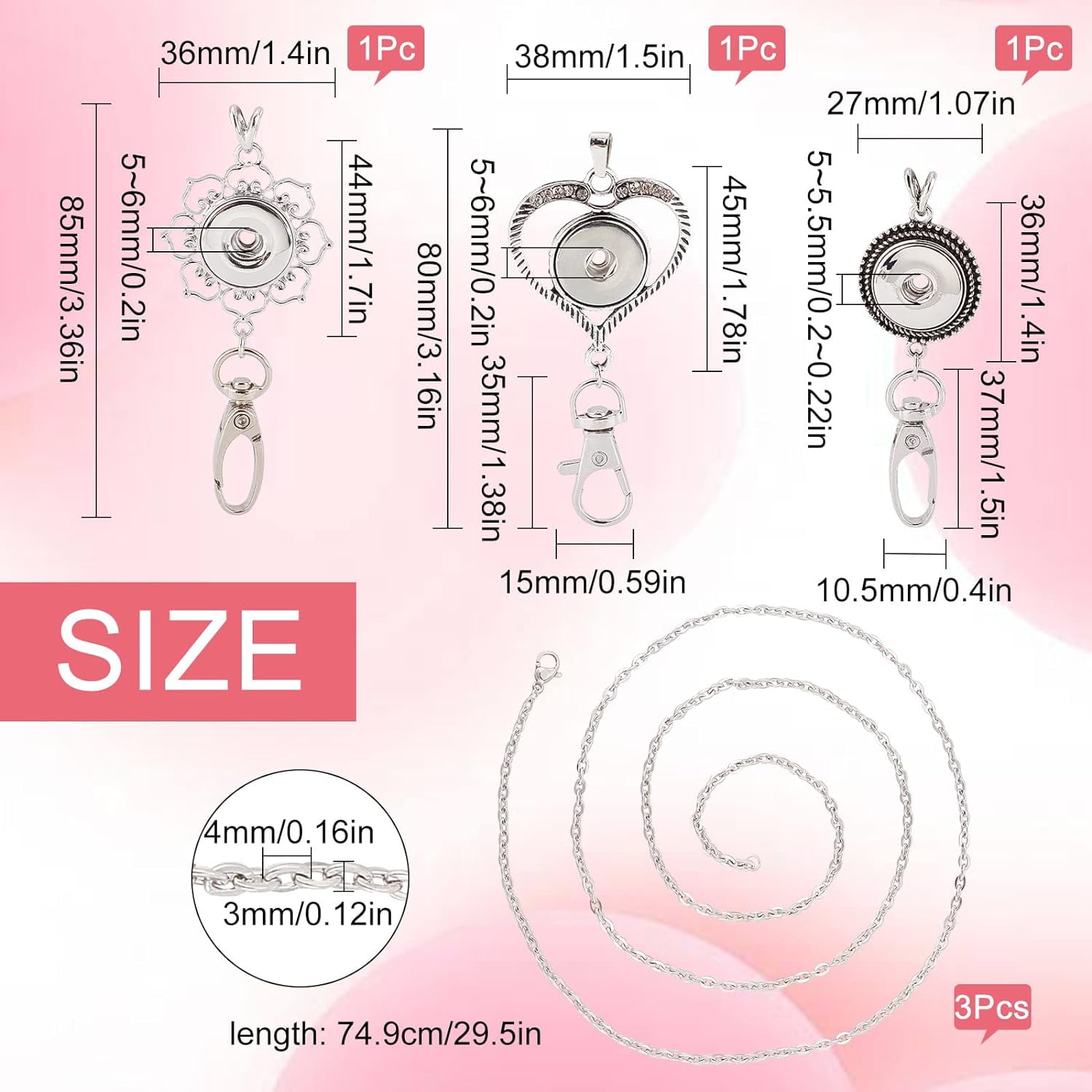 1box Flower & Heart Snap Button Office Lanyard Making Kit Including ...