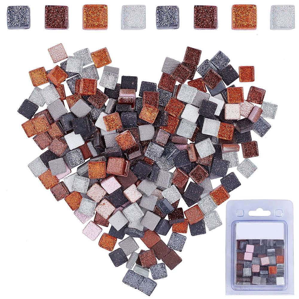 1box Glass Cabochons Mosaic Tiles with Glitter Powder for Home ...