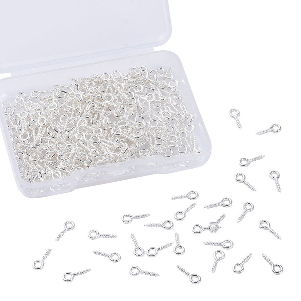 1box Iron Screw Eye Pin Peg Bails For Half Drilled Beads Silver Color ...