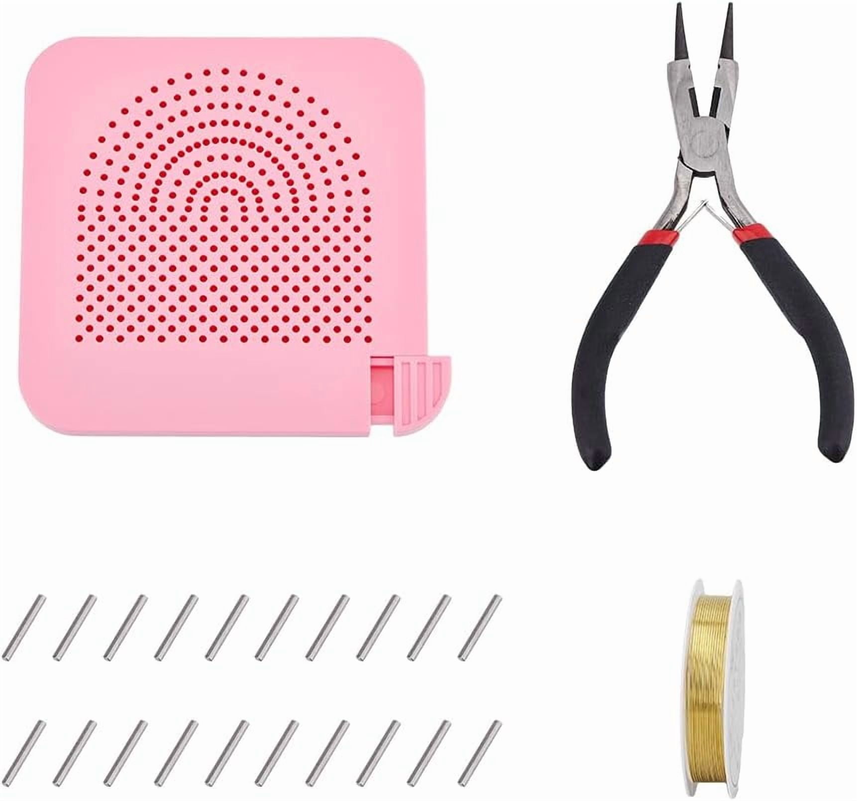 1box Jewelry Wire Shaping Jig Kit Pink Plastic Plate with Alloy Sticks ...