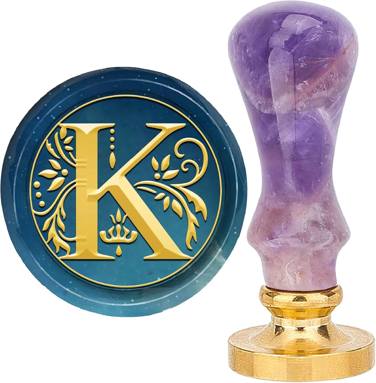 1box Letter K Natural Stone Wax Seal Stamps Handle Purple 25mm ...